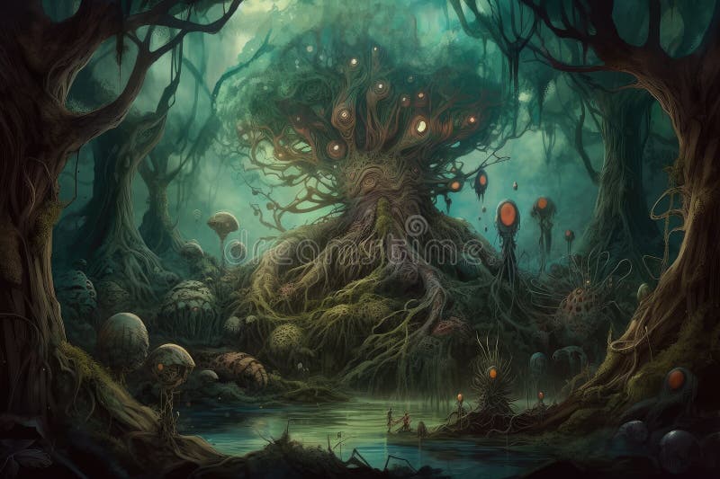 A Surreal Forest, Filled with Creatures and Plants of Mythical ...