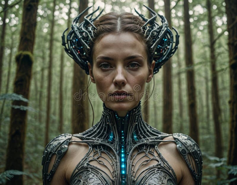 Futuristic Being in a Mystical Forest Showcases Advanced 3D Animation and Artificial ...