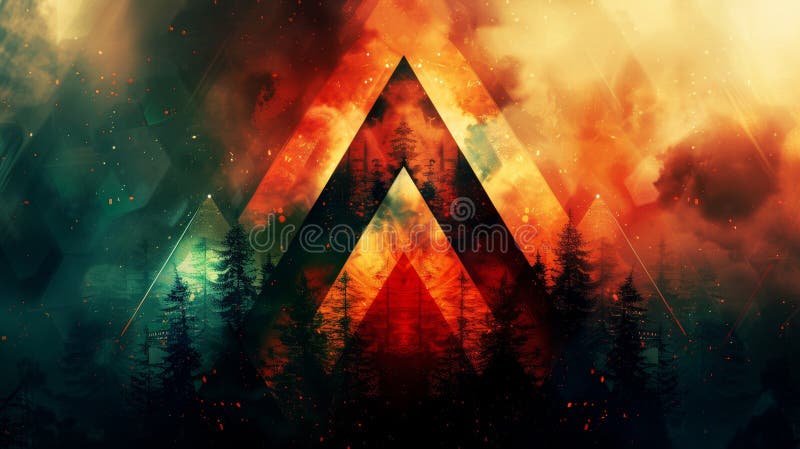 Surreal Forest Fire, Abstract Triangle Design, Burning Nature Vibrant ...