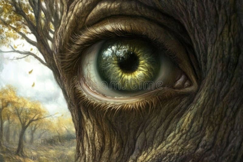 Surreal Forest Scene Featuring Giant Tree Eye - Imaginative Nature ...