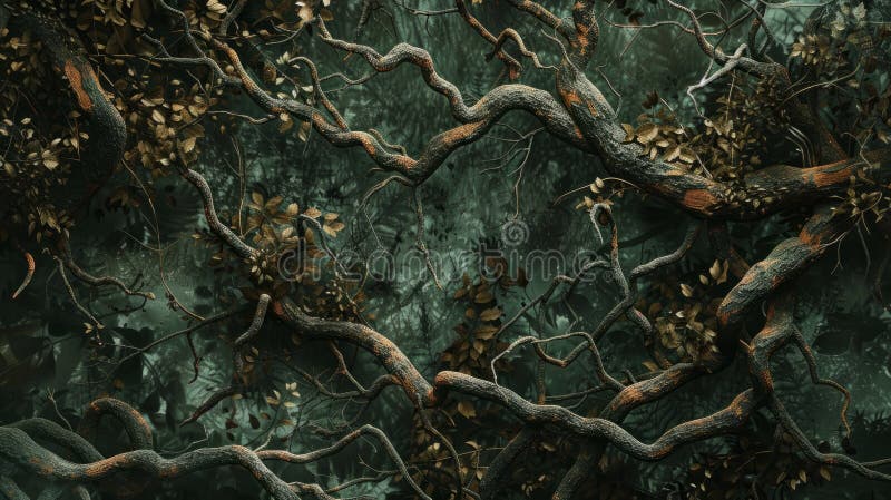 Surreal Forest Texture Background with Twisted Tree Branches Stock ...