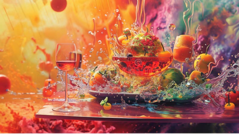 Surreal Fruit Splash with Floating Berries and Citrus Stock Photo ...