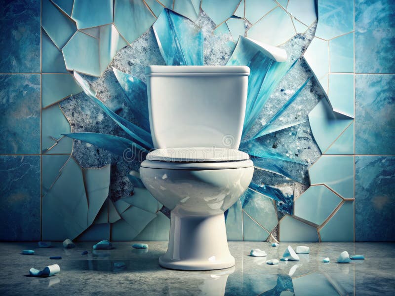 A Surreal Fusion Exploding Porcelain and a Toilet in a Double Exposure ...