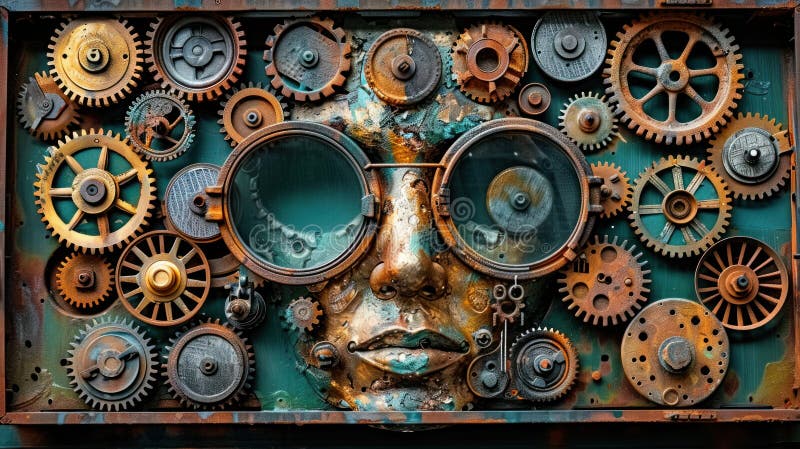 A Surreal Fusion of Human and Machine Highlighted by Intricate Gears ...
