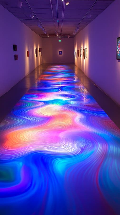 Surreal Gallery Lighting with Shifting Patterns in Vibrant Colors Stock ...
