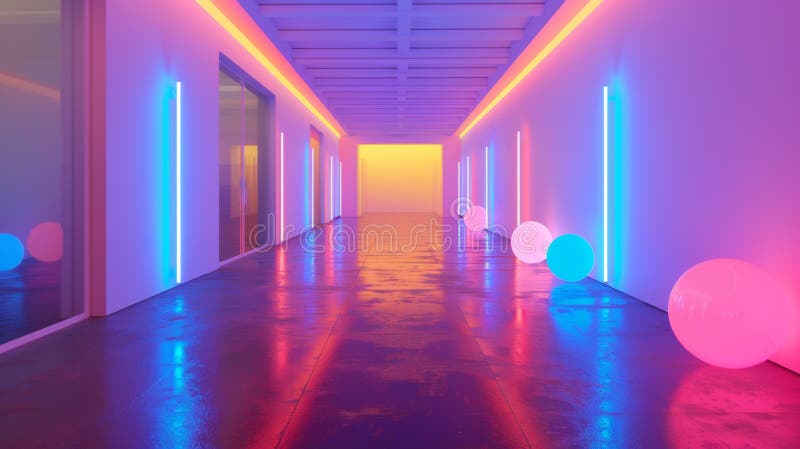 A Surreal Gallery with Neon Stock Image - Image of blue, design: 329812961