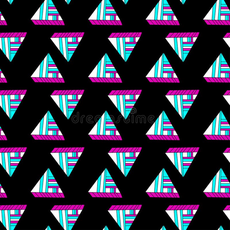 Surreal Geometric Shapes Pyramids Seamless Pattern Trippy Groovy Style ...