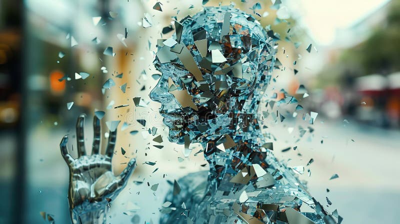 Surreal Glass Figure a Human Form Crafted from Shards Capturing Unique ...