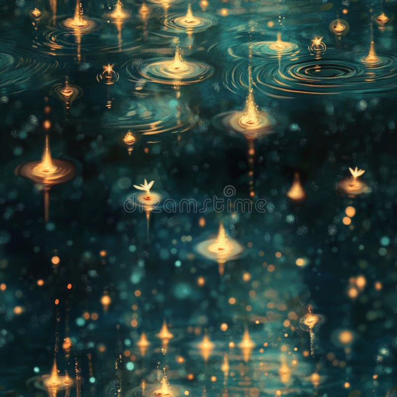 A Surreal Glowing Rain Pattern Where Every Raindrop Turns into a Tiny ...