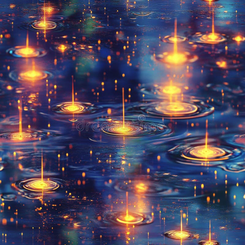 A Surreal Glowing Rain Pattern Where Every Raindrop Turns into a Tiny ...