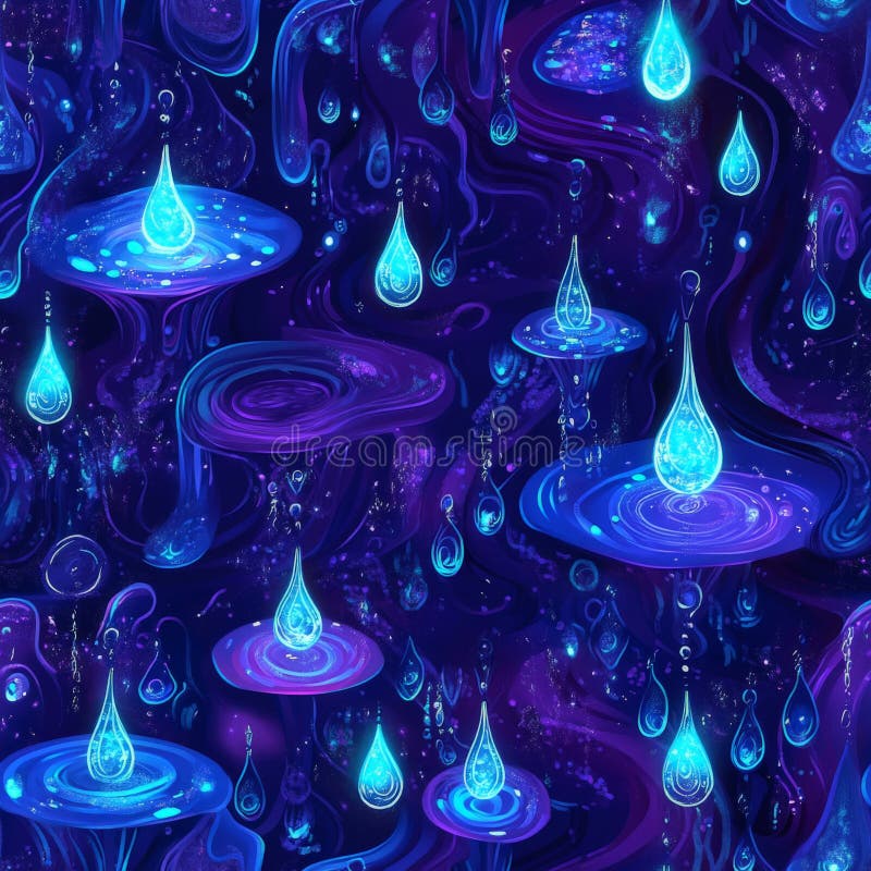 A Surreal Glowing Rain Pattern Where Every Raindrop Turns into a Tiny ...