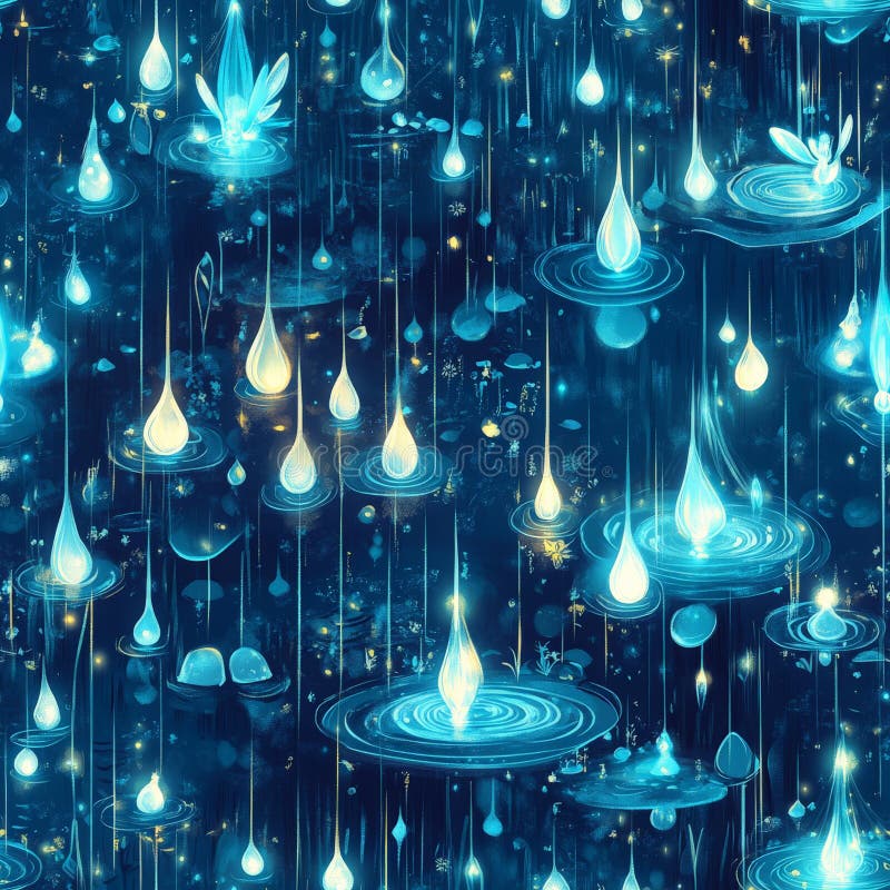A Surreal Glowing Rain Pattern Where Every Raindrop Turns into a Tiny ...