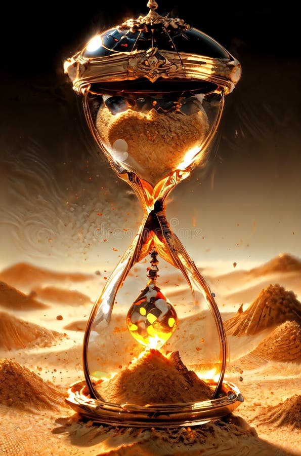 Surreal Golden Clock with Celestial Elements in a Timeless Space Stock ...