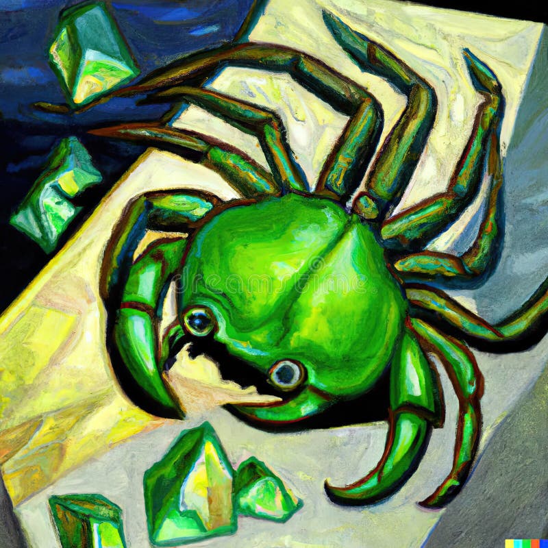 Surreal Green Dungeness Crab - Generative AI Stock Illustration ...