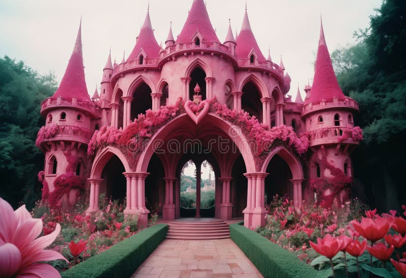 A Surreal Heart-shaped Structure with a Castle-like Building Inside ...