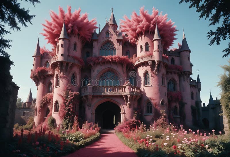 A Surreal Heart-shaped Structure with a Castle-like Building Inside ...