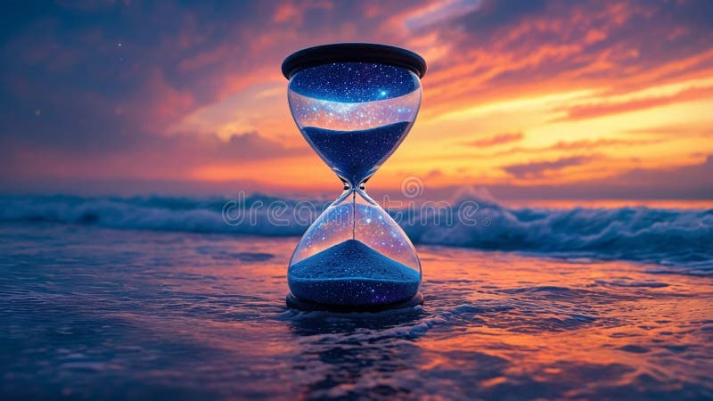 Surreal Hourglass Floating Over the Sea Time and Fantasy Stock ...