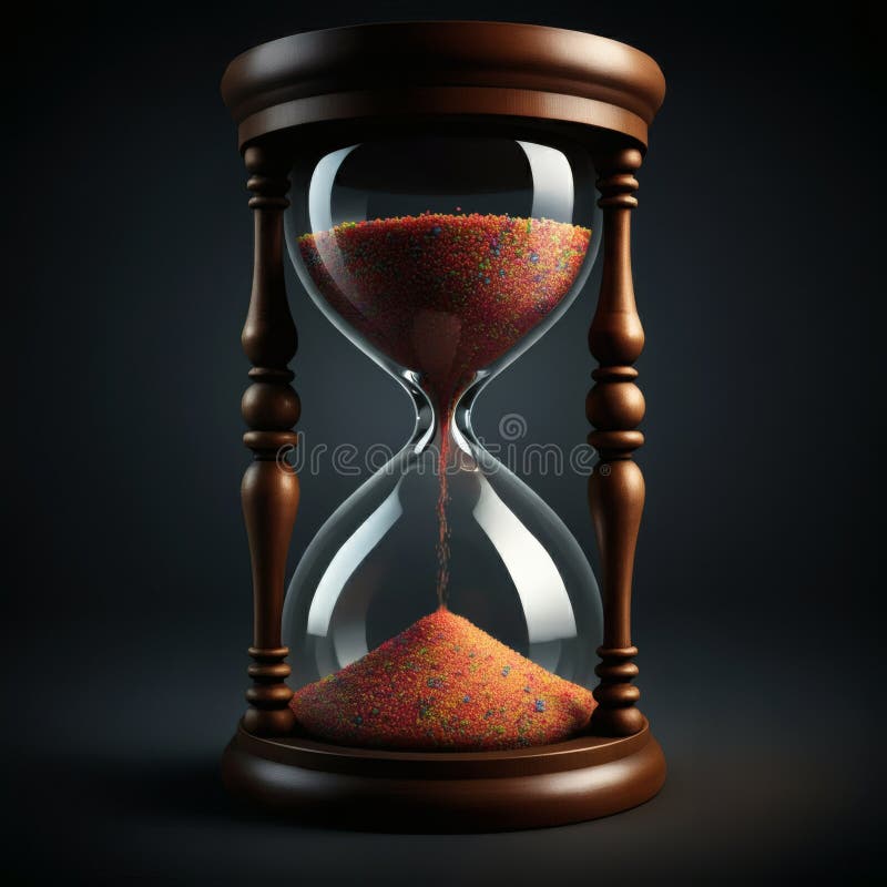 Hourglass Filled with Colorful Particles in a Futuristic Science Lab ...