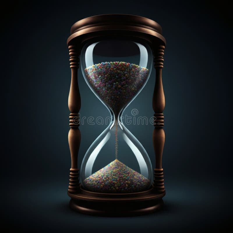 Hourglass Filled with Colorful Particles in a Futuristic Science Lab ...