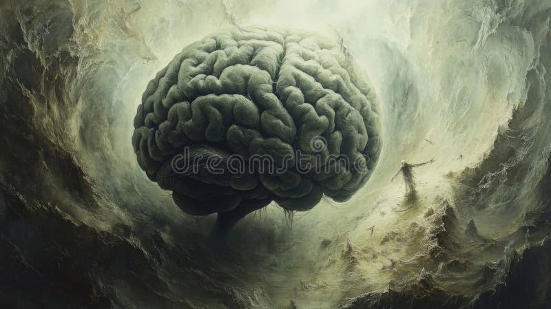 Surreal Human Brain in Cosmic Dust Cloud Stock Illustration ...