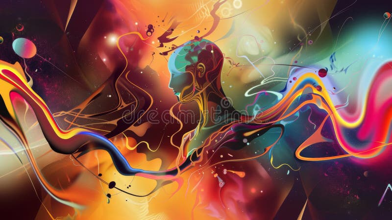 Surreal Human Silhouette with Flowing Elements Stock Image - Image of ...