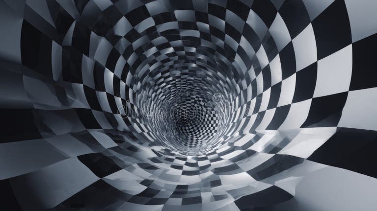 A Surreal Illusion of Depth, Folded Space with Checkerboard Patterns ...