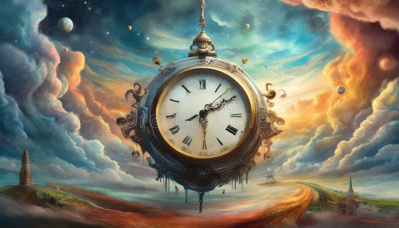 Surreal Illustration of a Clock. Time Stock Illustration - Illustration ...