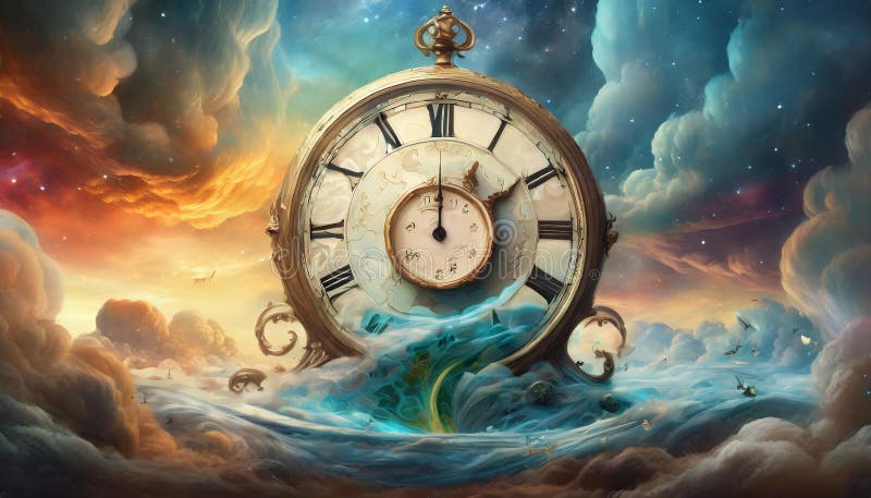 Surreal Illustration of a Clock. Time Stock Illustration - Illustration ...