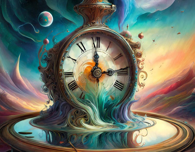 Surreal Illustration of a Clock. Time Stock Illustration - Illustration ...