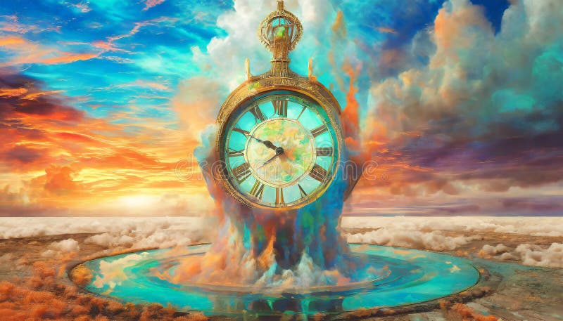 Surreal Illustration of a Clock. Time Stock Illustration - Illustration ...
