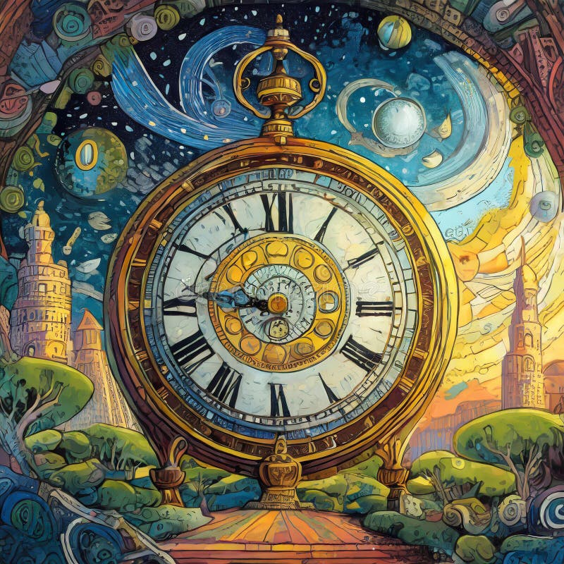 Surreal Illustration of a Clock. Time Stock Illustration - Illustration ...