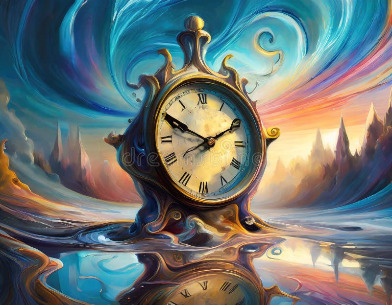 Surreal Illustration of a Clock. Time Stock Illustration - Illustration ...