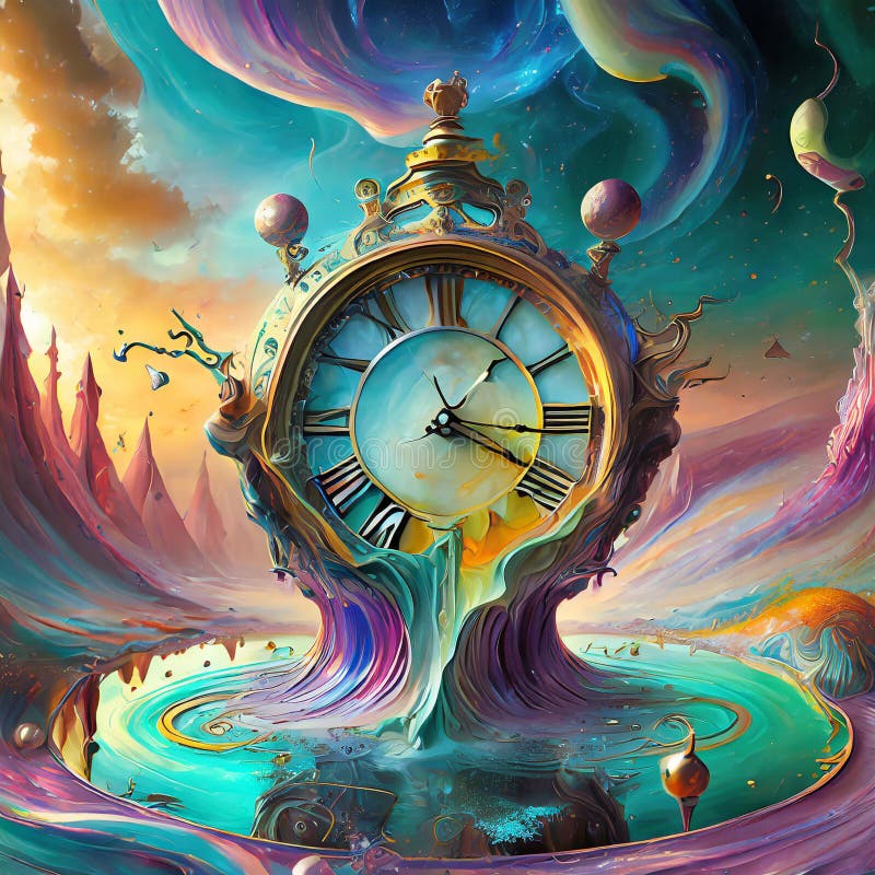 Surreal Illustration of a Clock. Time Stock Illustration - Illustration ...