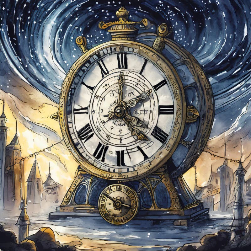 Surreal Illustration of a Clock. Time Stock Illustration - Illustration ...