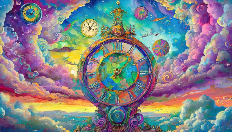 Surreal Illustration of a Clock. Time Stock Illustration - Illustration ...