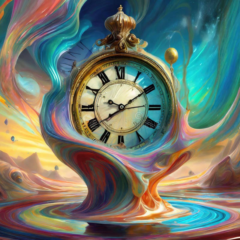 Surreal Illustration of a Clock. Time Stock Illustration - Illustration ...