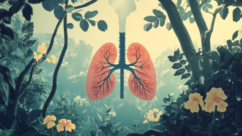 Surreal Illustration of Lungs in a Forest Landscape Stock Photo - Image ...