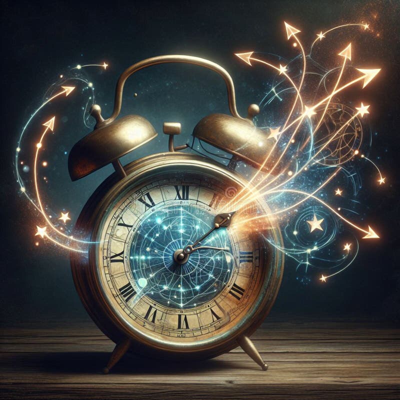 An Old-fashioned Alarm Clock with a Galaxy Inside, Representing the ...