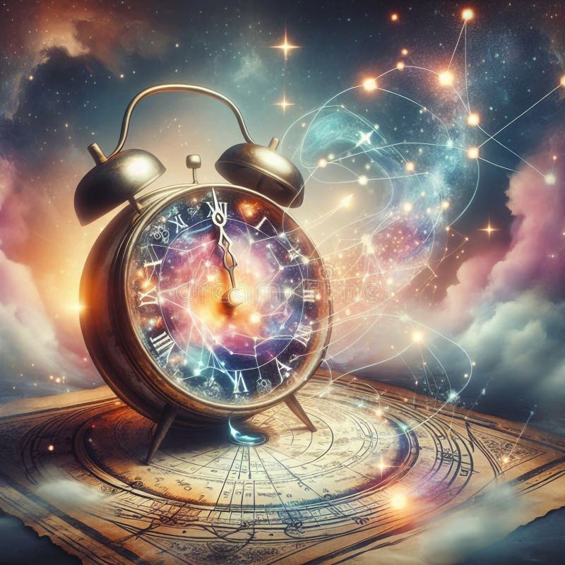 An Old-fashioned Alarm Clock with a Galaxy Inside, Representing the ...