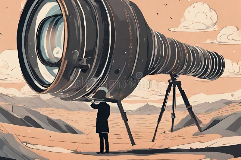 Surreal Illustration of a Photographer Using an Unfeasibly Long Lens ...