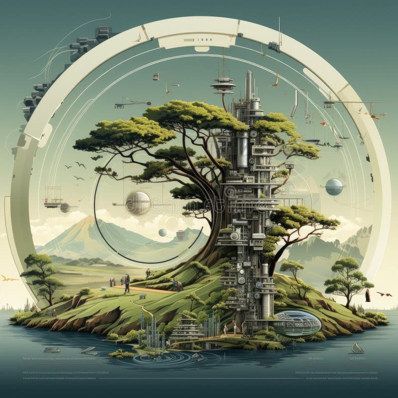 Surreal Illustration on the Theme of a Fantastic City of the Future ...