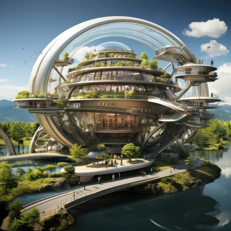 Surreal Illustration on the Theme of a Fantastic City of the Future Stock Illustration ...