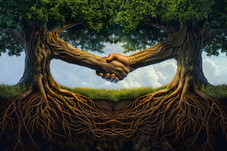Tree Roots Shaking Hands Stock Illustrations – 29 Tree Roots Shaking ...