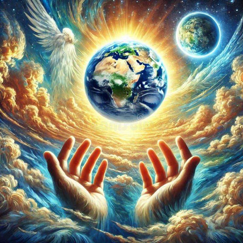 Surreal Image of Angel with Folded Palm in Prayer for Peace on Earth ...