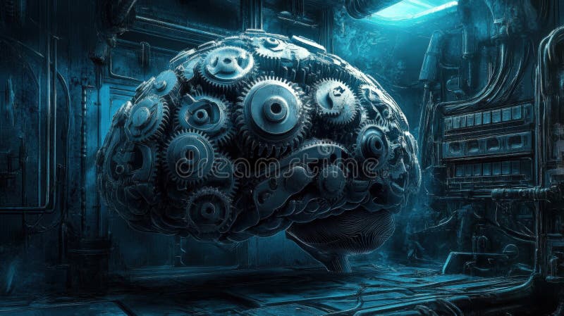 Surreal Image of a Brain As a Complex Machine Stock Illustration ...