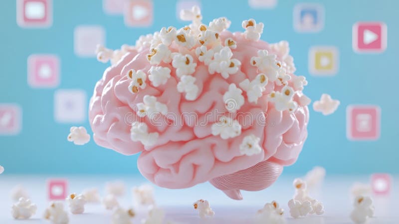 Digital Overload Popcorn Brain and Screen Distraction Stock Image ...