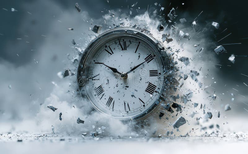 Surreal Image of a Clock with Hands Flying Off, Symbolizing the Concept ...