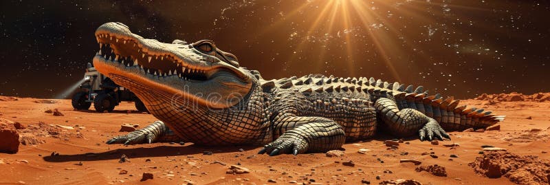Surreal Image of a Crocodile Basking in Cosmic Rays on Mars with the ...