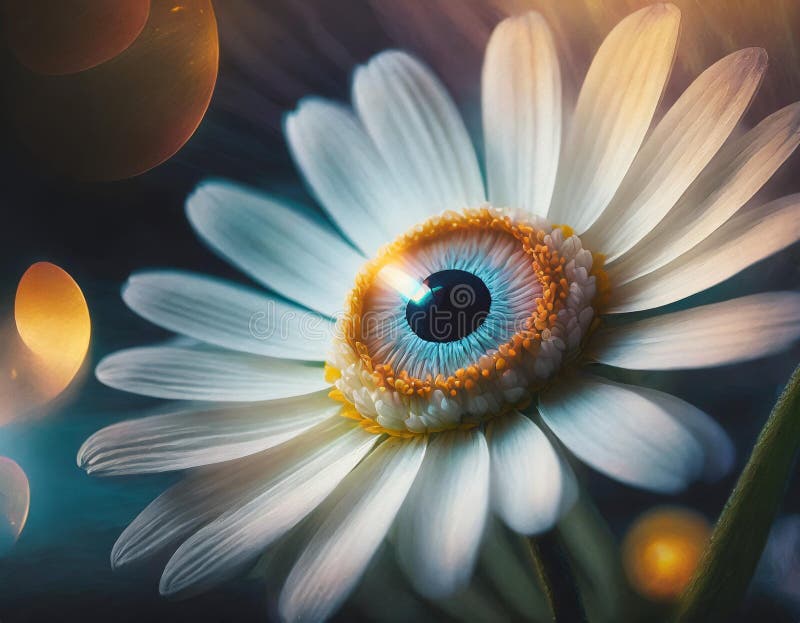 Surreal Image of a Daisy with an Eye in the Center Stock Illustration ...