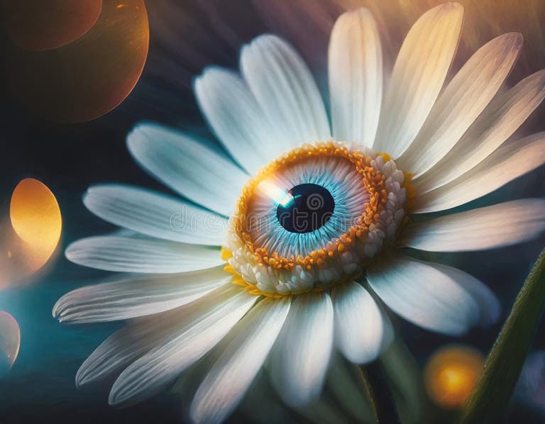 Surreal Image of a Daisy with an Eye in the Center Stock Illustration ...